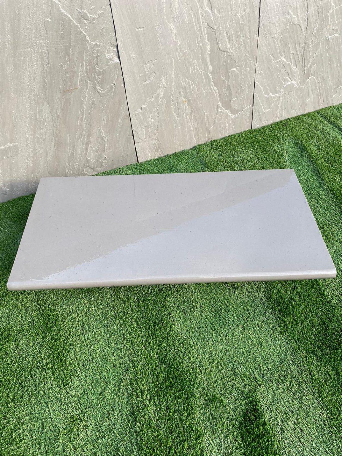 Kandla Grey Sawn and Honed Bullnose Step 900x450x35 - Sandstone Supplies Uk